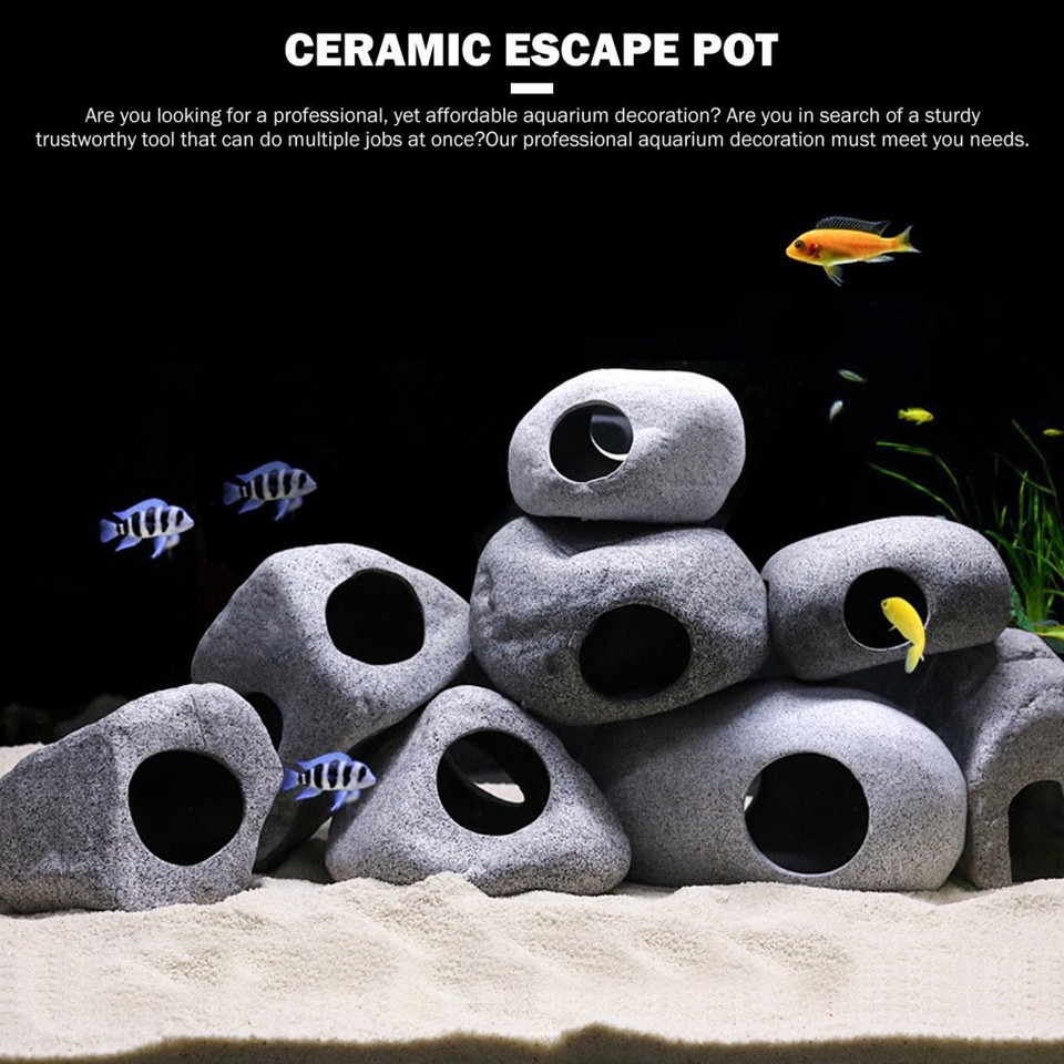 Fish Rocks for Aquarium Betta Tank Decorative Ornaments Ceramic ...