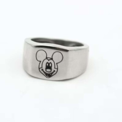 Solid 925 Sterling Silver Mickey Mouse Ring Disney Engraved Cartoon ...