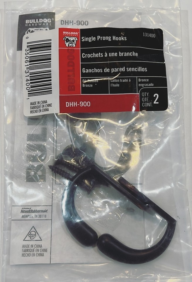 4 Pack Bulldog Wall Hook, Robe, Single Prong Hook, Oil-Rubbed Bronze ...