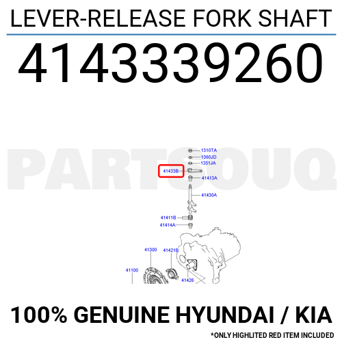 4143339260 Genuine Hyundai / KIA LEVER-RELEASE FORK SHAFT | eBay