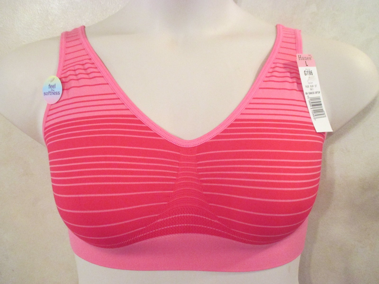 NWT HANES Size L Cozy Pink Wire Free Stretch Bra~38DD 40C 40D 42C 42D ...
