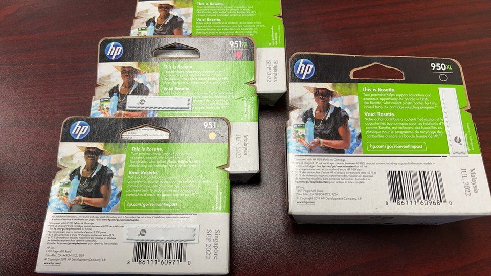 Genuine HP Ink Cartridge 950XL Black 951XL Cyan Magenta Yellow Free ...