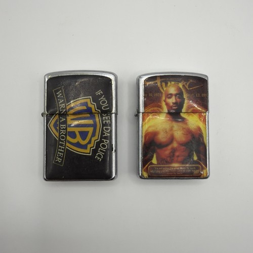 Lot of 2 Tupac Shakur Flip Lid Tribute Lighter Warn A Brother | eBay