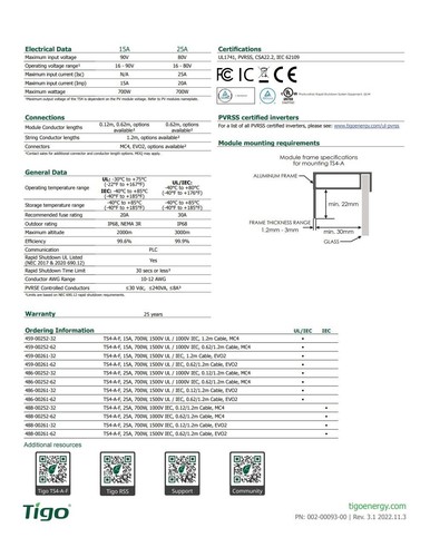 Tigo TS4-A-F Fire Safety Module-Level PV Rapid Shutdown 15A 700W 1500V ...