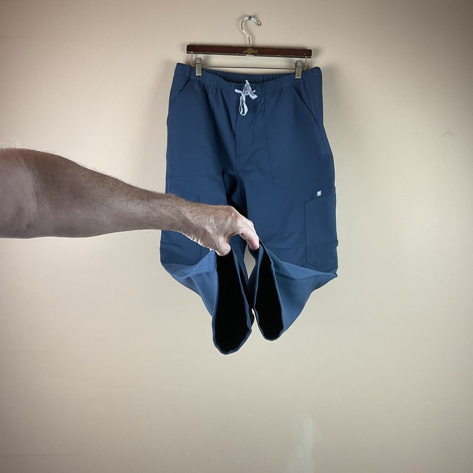 Figs Cairo Cargo Scrub Pants Mens LR Navy Drawstring Polyester Rayon | eBay