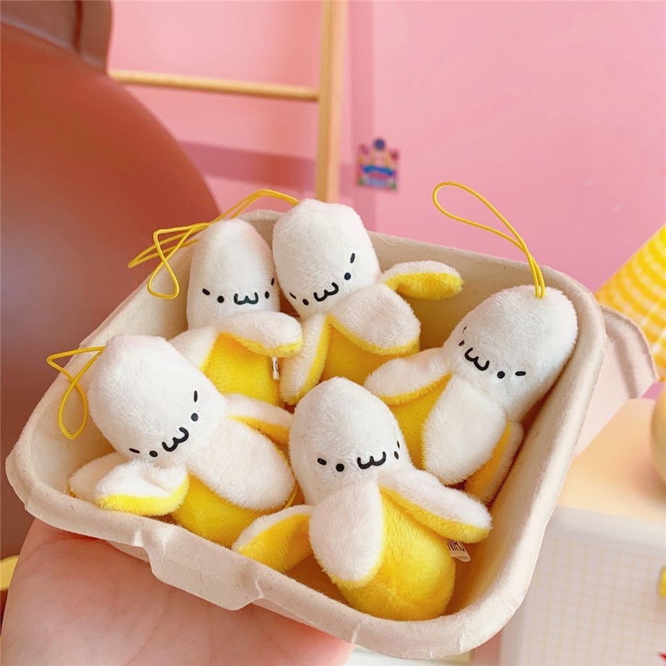 Ornaments Soft Cartoon Fruit Banana Pendant Plush Toy Keyrings Mini Key ...