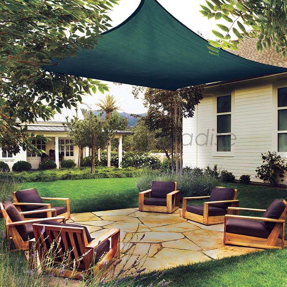 Permeable Rectangle Sun Shade Sail Shelter Cover UV Blocker for Garden ...