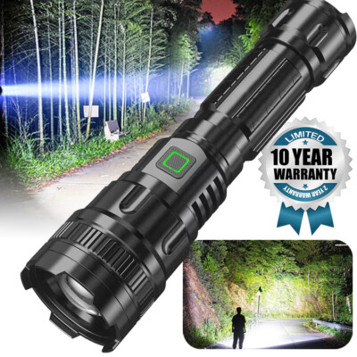 LED Super Bright 500000 Lumens Rechargeable Torches Tactical Torch ...