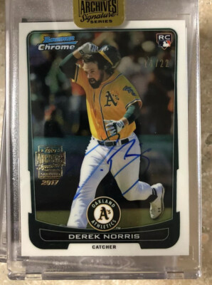 2017 TOPPS ARCHIVES SIGNATUREs RC DEREK NORRIS ROOKIE AUTO /22 ...