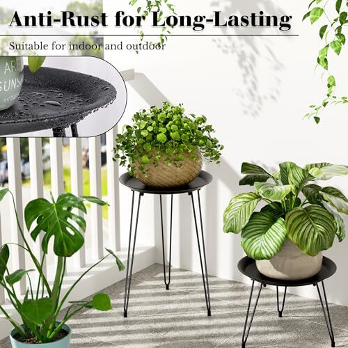 Plant Stand Indoor, Metal Plant Stand Round Plant Table 2 Pack Short ...