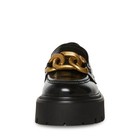 Steve Madden Rover Black Leather Slip On Chunky Platform Chain Detailed ...