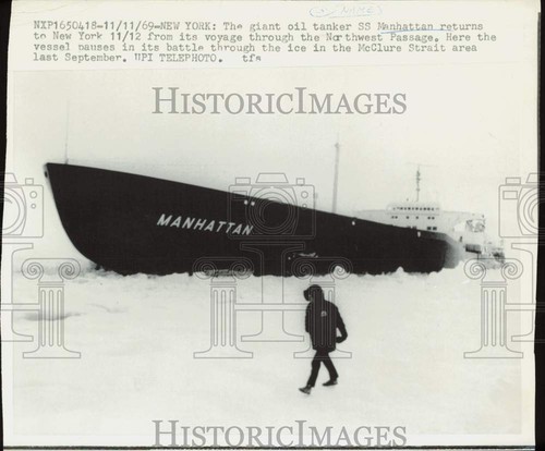 1969 Press Photo Giant oil tanker SS Manhattan returns to New York ...