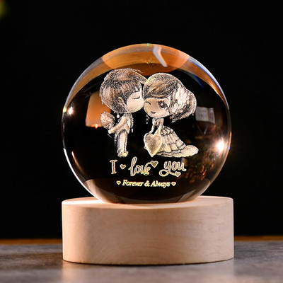 3D Engraved Crystal Ball with Lighted Base - Romantic Gift for Her | eBay