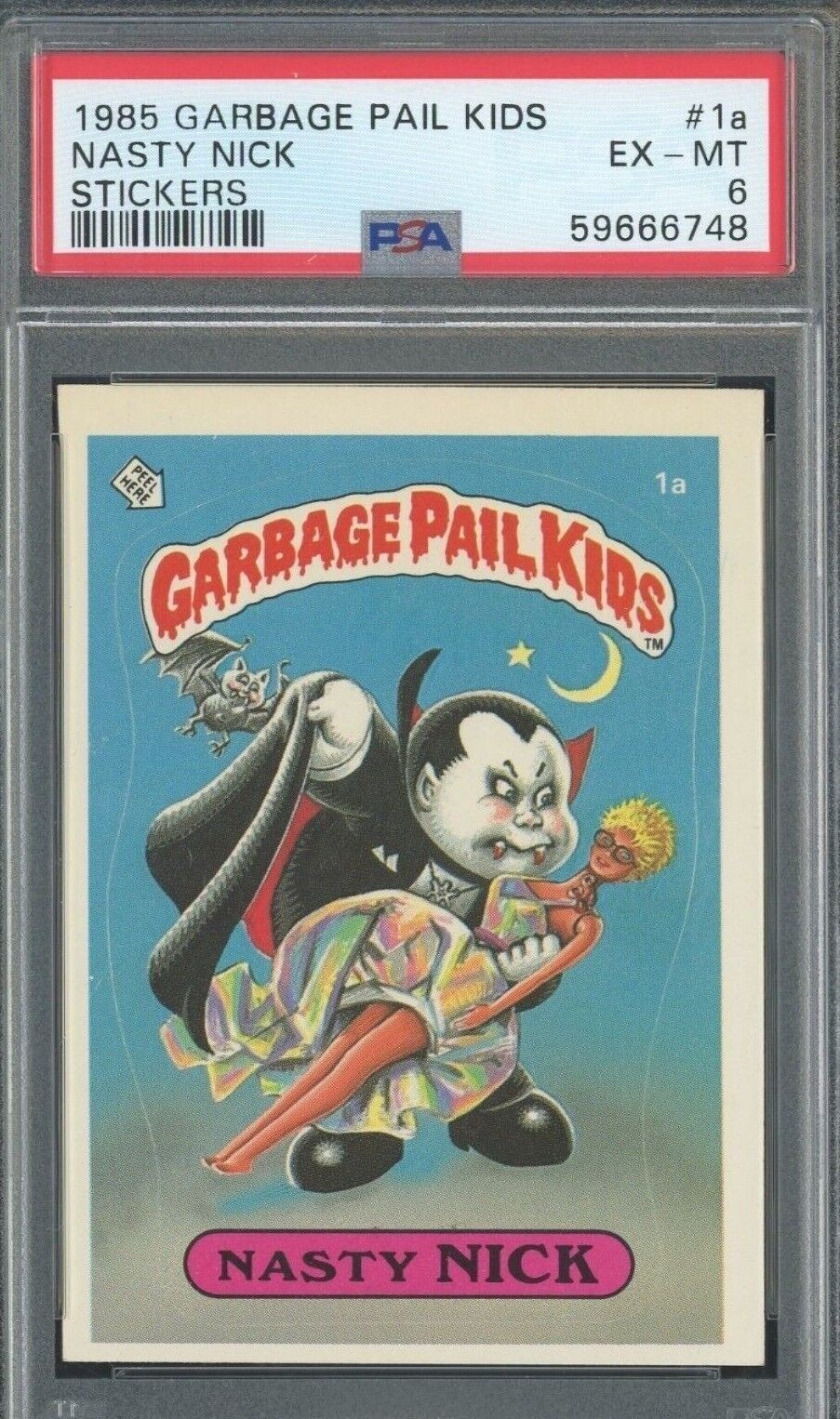 1985 Topps Garbage Pail Kids GPK Stickers #1a Nasty Nick PSA 6 EX-MT ...