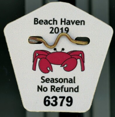 2019 SEASONAL Beach Badge / Tag BEACH HAVEN LBI NJ WITH ORIGINAL PIN | eBay