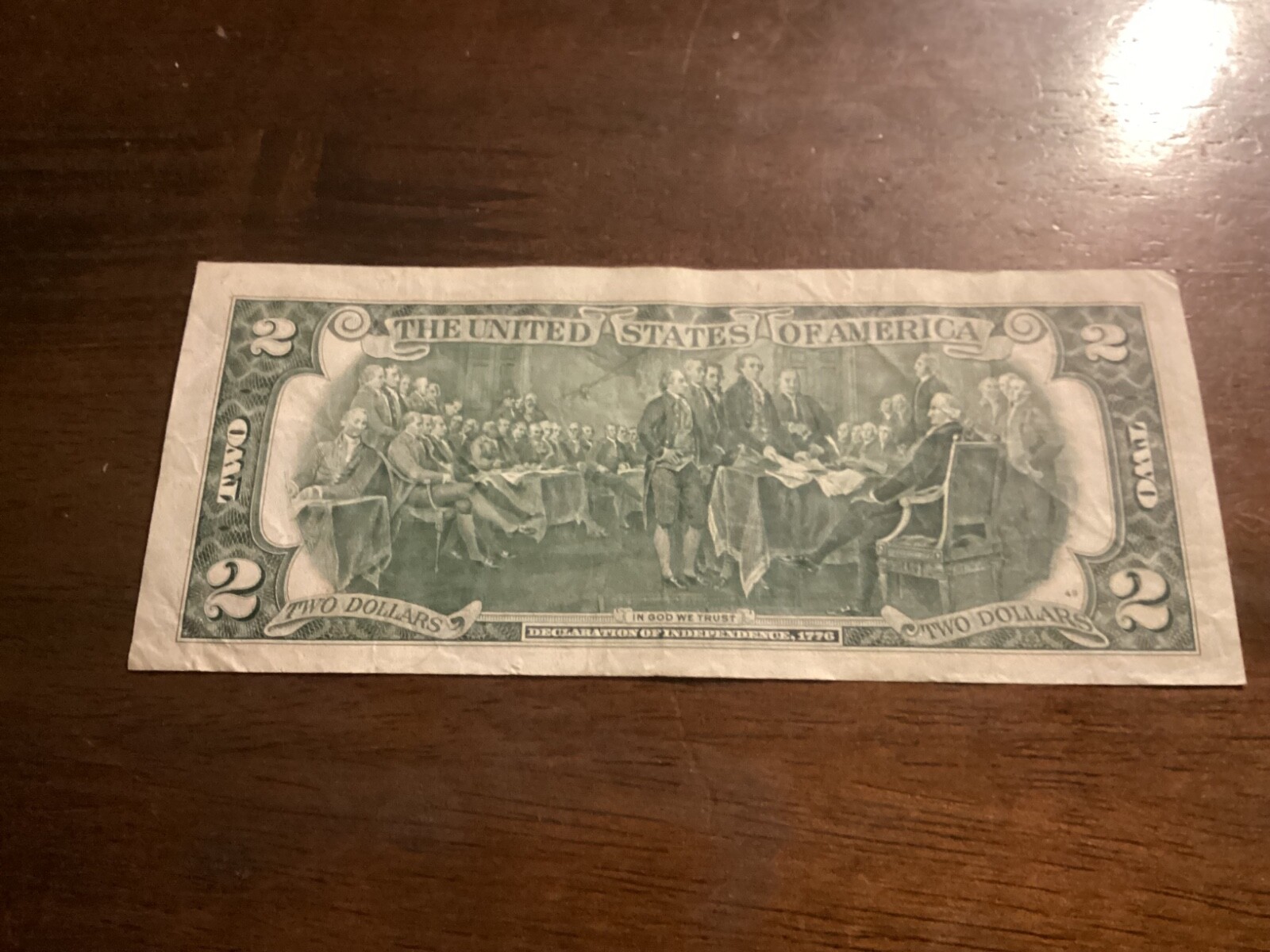 RARE 1976 Series 2 dollar bill L Series good condition off center green ...
