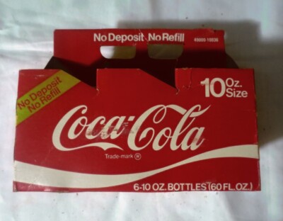 Coca-Cola with Curve 6 Pack Carrier Carton 10oz No Deposit No Refill ...