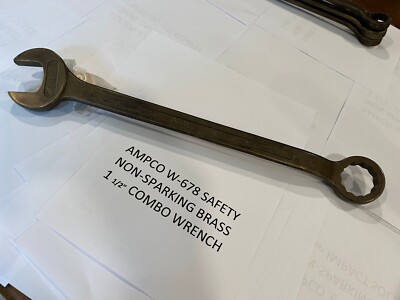 AMPCO SPECIAL USE 1-1/2" NON-SPARKING BRASS SAFETY COMBINATION WRENCH ...