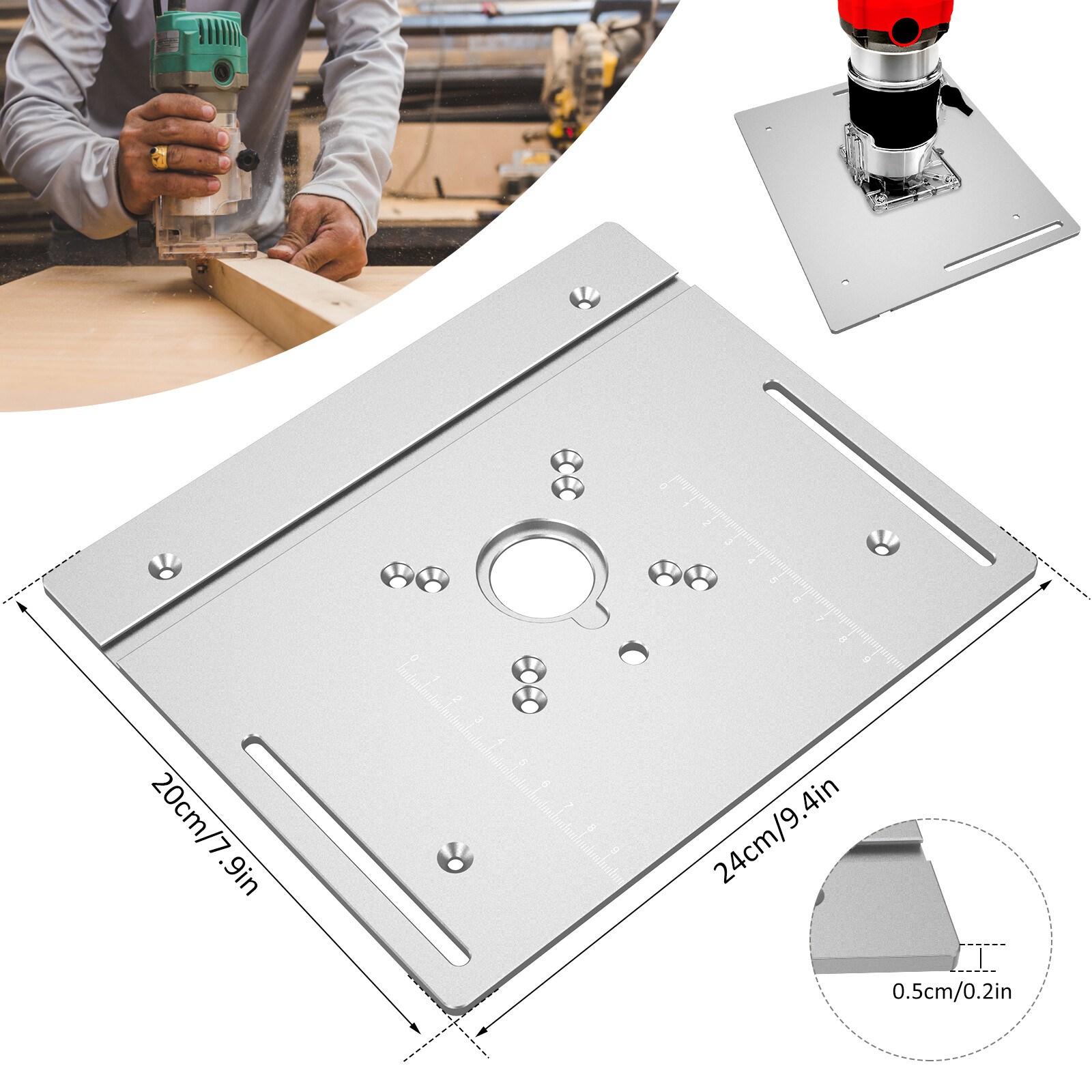 Router Table Insert Plate Aluminum Alloy Portable Milling Machine Flip ...
