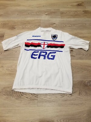 RARE SAMPDORIA WHITE ERG Calcio FOOTBALL SHIRT Maglia KAPPA BAZZANI ...