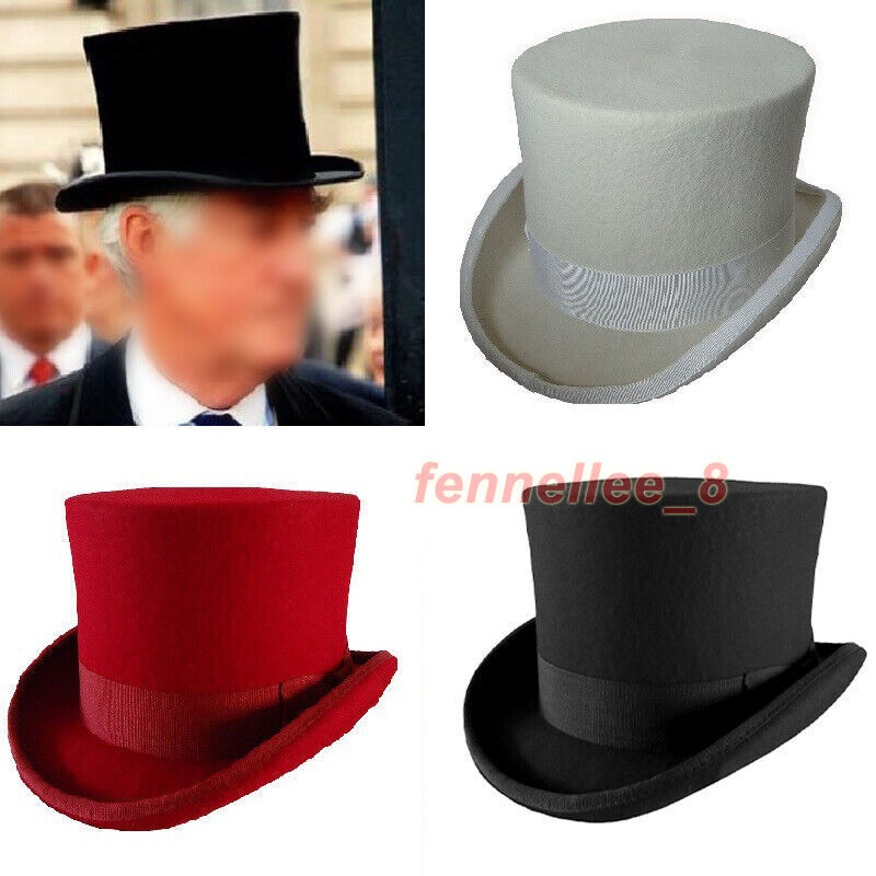 Vintage Wool Victorian Mad Hatter Top Magic Hat Gentlemen Performing ...