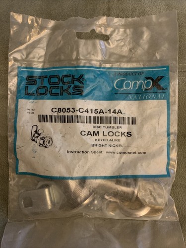 COMPX C8053-C415A-14A Disc Tumbler Cam Locks Keyed Alike Bright Nickel ...