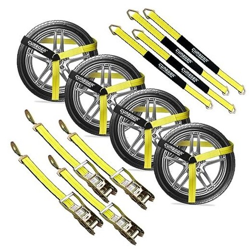Adjustable Vehicle Tire Tie Down Straps Kit– 4pk Heavy Duty Tire Straps ...