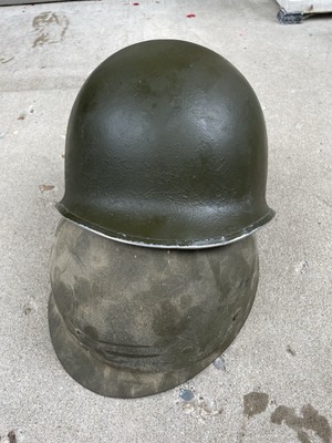 WWII WW2 Original M1 Military Army Helmet Front Seam Fixed Bale w Liner ...