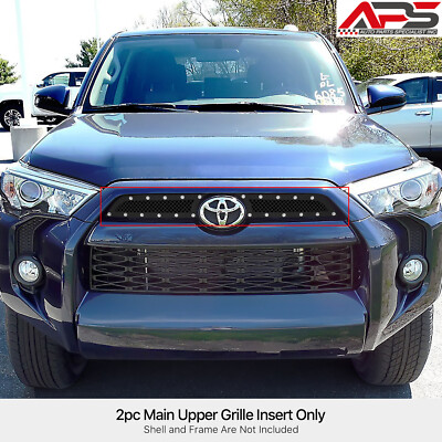 Fits 2014-2019 Toyota 4Runner Upper Stainless Black Mesh Rivet Grille ...