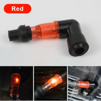 FLASHING NEON RED SPARK PLUG CAP SUPPRESSOR CAP CHOP STREETFIGHTER ...