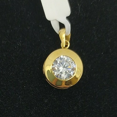 18K Gold Pendant. 10 Mm Chaton. Zirconia | eBay