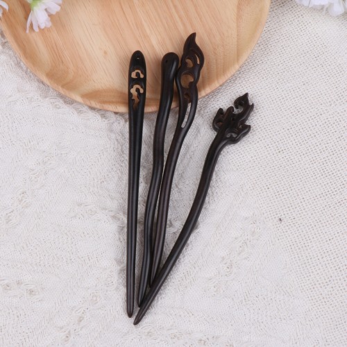 4PCS Retro Hair Sticks Hair Updo Natural Wood Headdress Antiquing retro ...