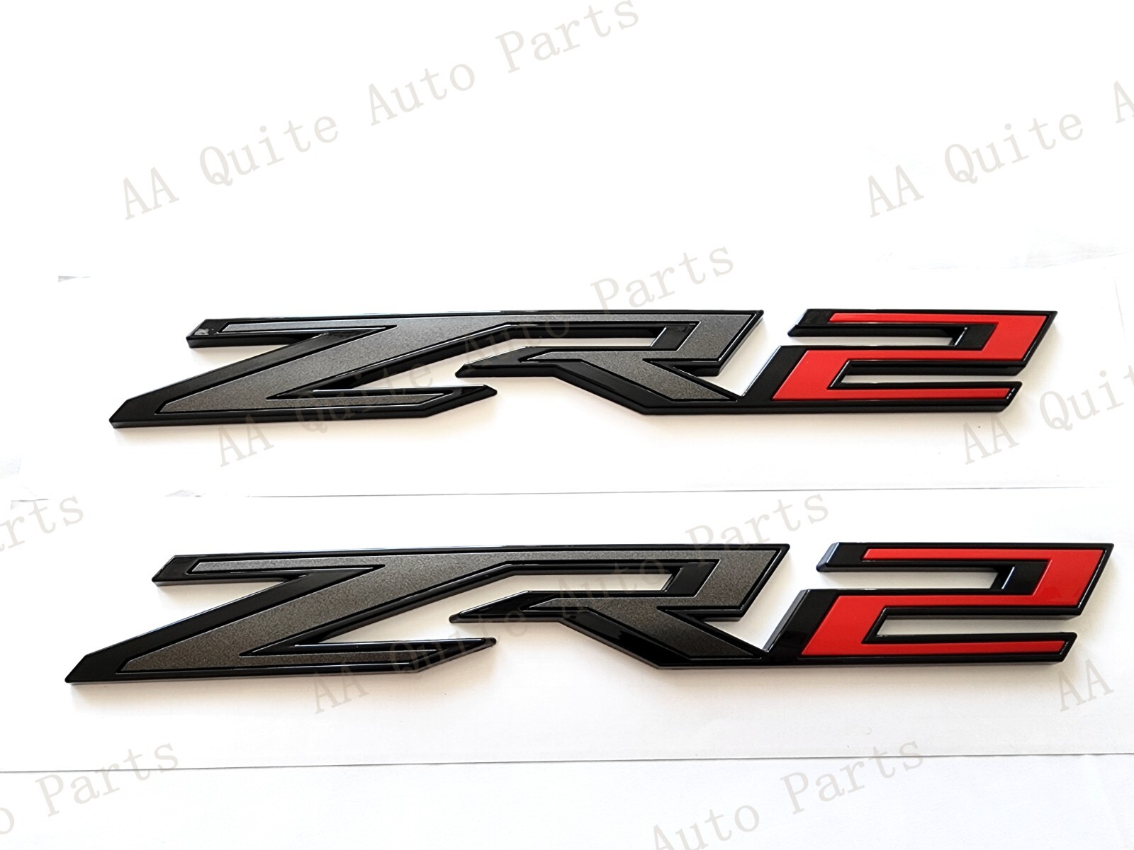 2PCS Gloss Black Red Fender ZR2 Emblem Badge Fit 2022-2024 Chevy ...