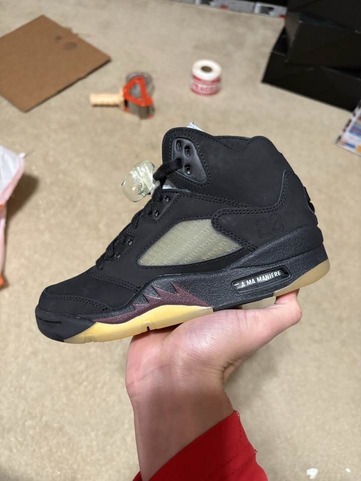 Size 3.5 - Air Jordan 5 Retro x A Ma Maniere Mid Dusk Black | eBay