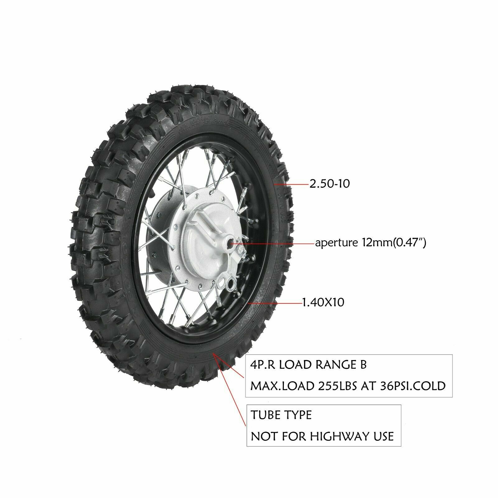 Front Fork Triple 10" Wheel Tyre Dirt Bike for Honda XR 50CC TTR50 ...