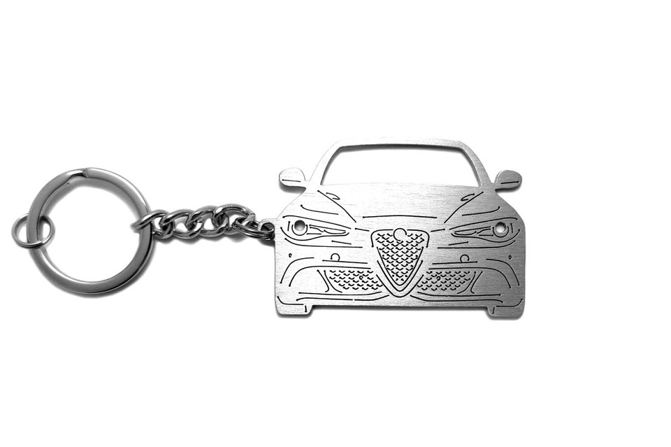 Stainless Steel Keychain Front View Car Laser Cut Key Ring fit Alfa ...