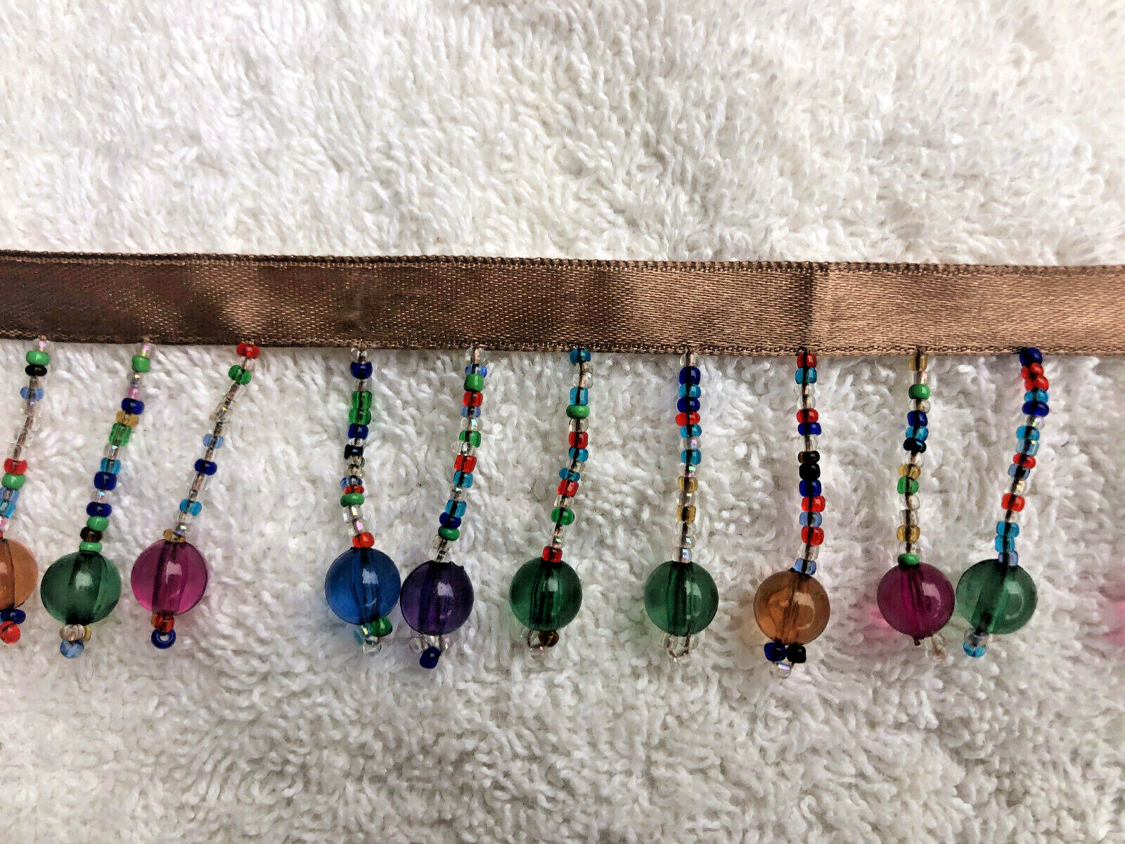 TEARDROP TRIM BEADED MULTI COLOR SEED BEADS SEWING CRAFTS EDGING 1 3/4 ...