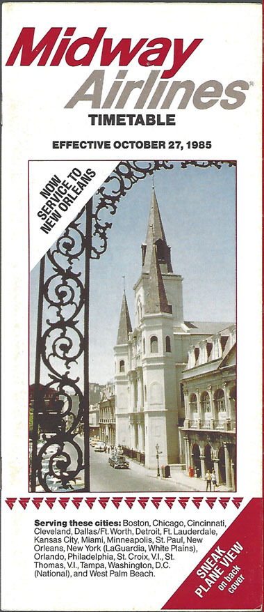 Midway Airlines system timetable 10/27/85 [6105] Buy 4+ save 25% | eBay