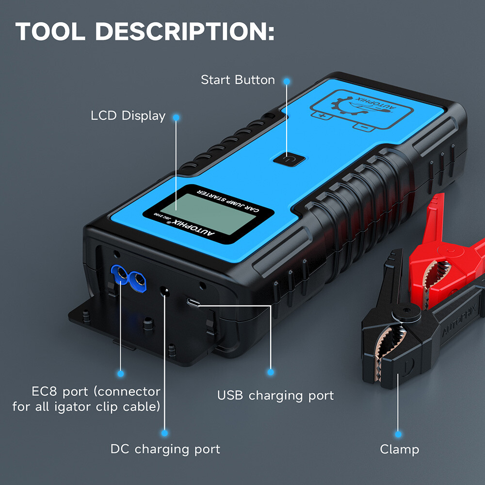 Autophix JSC2100 Car Jump Starter Portable Super Capacitor 12V Battery ...
