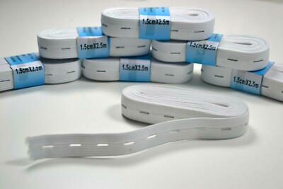 2,5 m bis 30m Knopflochband Gummi Elasticband Gummiband Loch Löcher ...