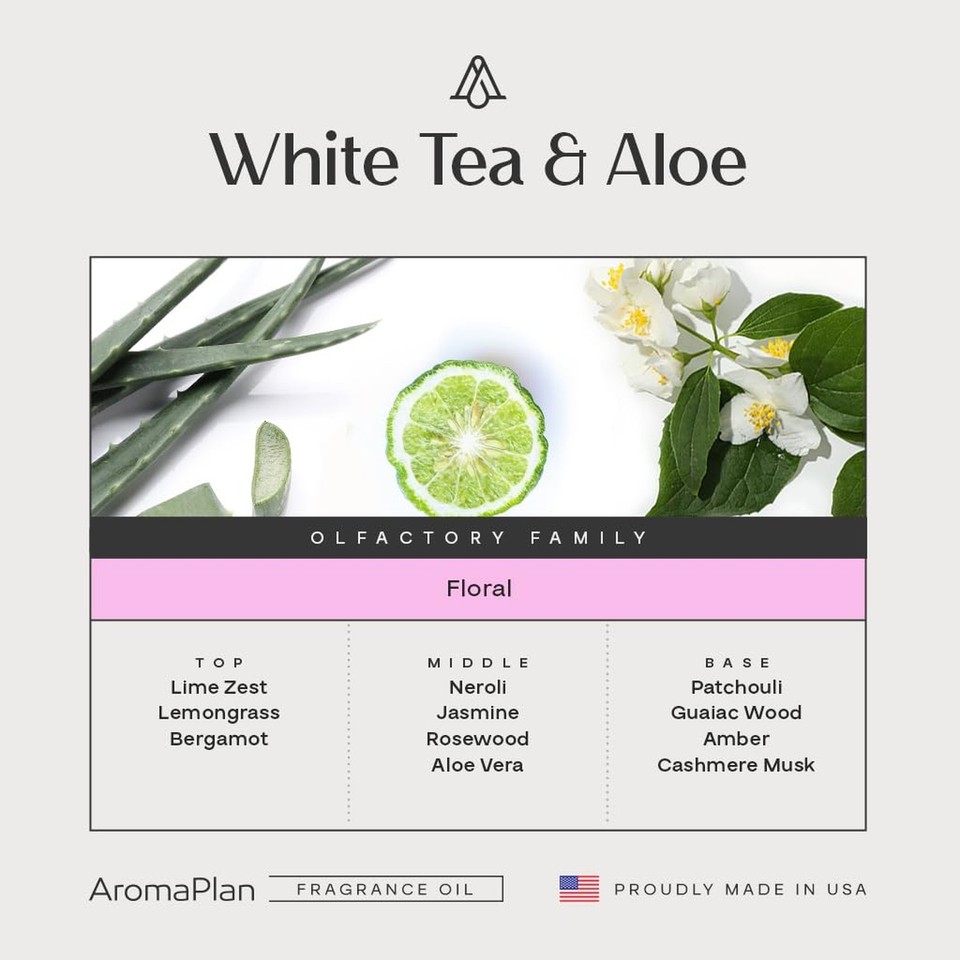 AromaPlan Hotel Scents White Tea & Aloe 5 Fl Oz (148ml), Home Luxury ...