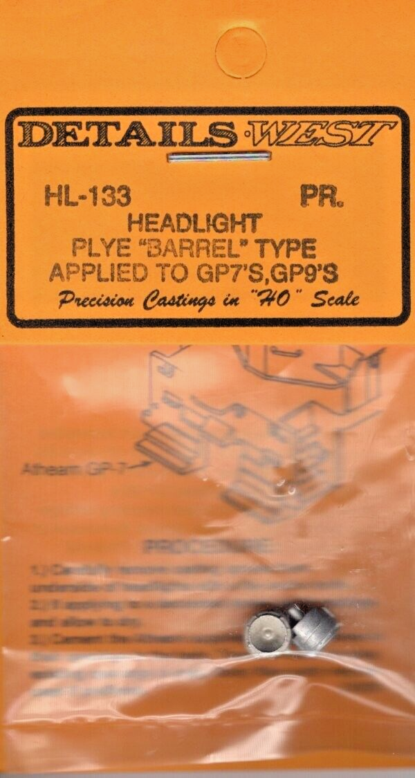 HO Scale Details West HL-133 Headlight Plye "Barrel" Type Applied to ...