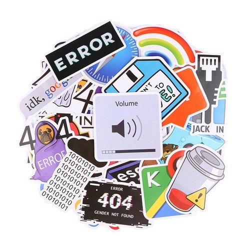 50pcs Cartoon 404 Network Error Stickers Laptop Phone Guitar Car ...