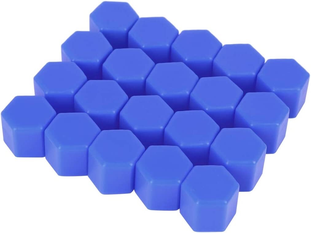 21MM Blue ALLOY CAR WHEEL NUT BOLT COVERS CAPS UNIVERSAL FOR ANY CAR ...