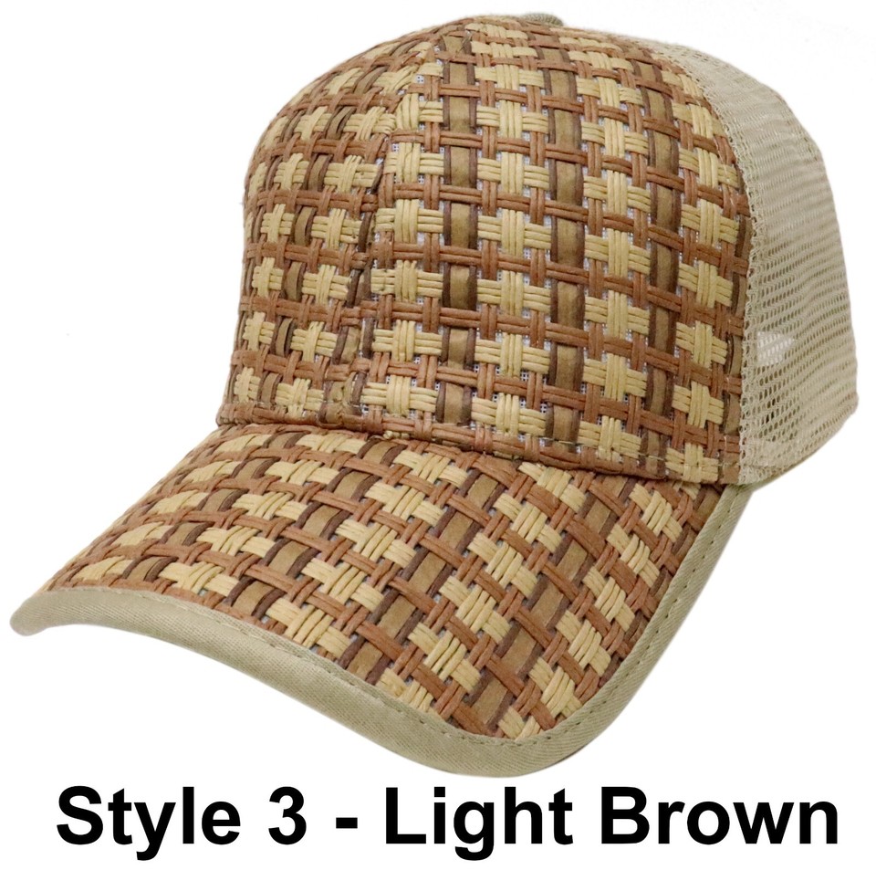 Men Women New Wicker Straw Woven Baseball Cap Curved Visor Summer Hat ...