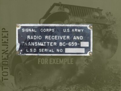 plate plaque plaquette radio BC659 0 ALU jeep willys scr 610 gi us ww2 ...