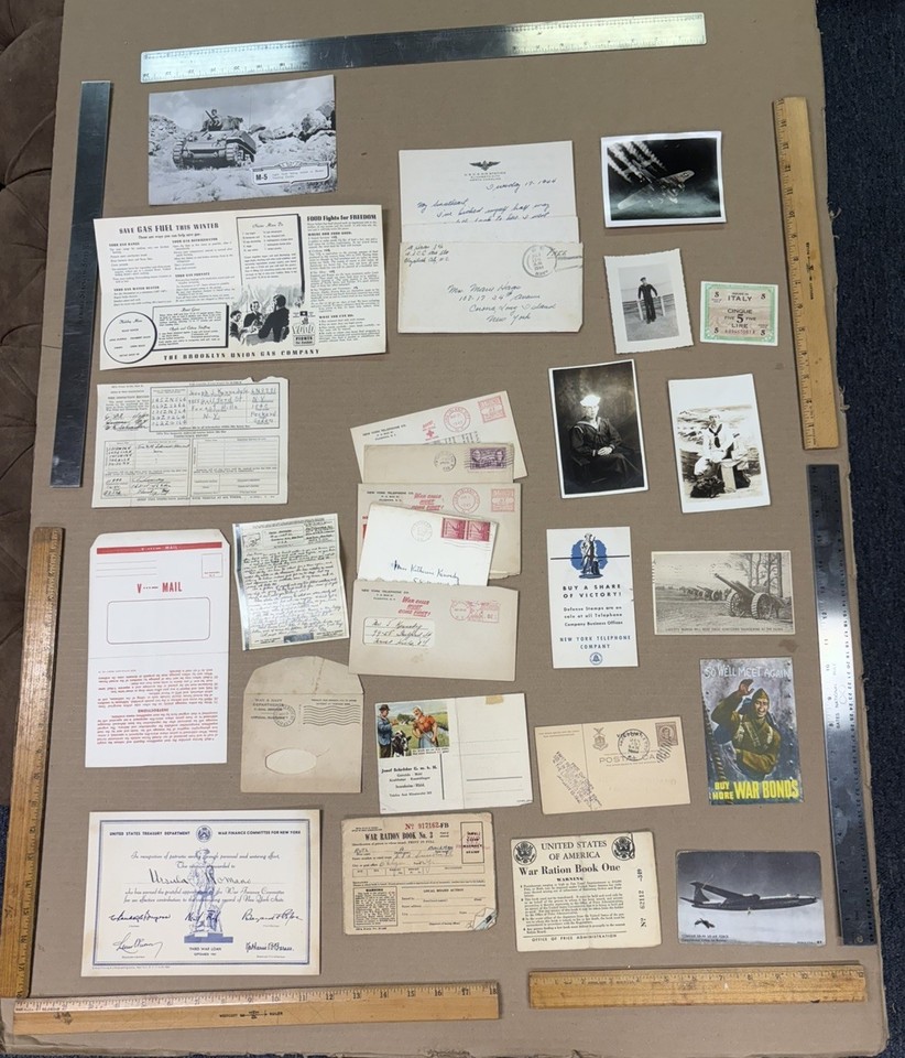 Vintage Lot World War II WW II incl Ration Bks, V Mail, Photos, Home ...