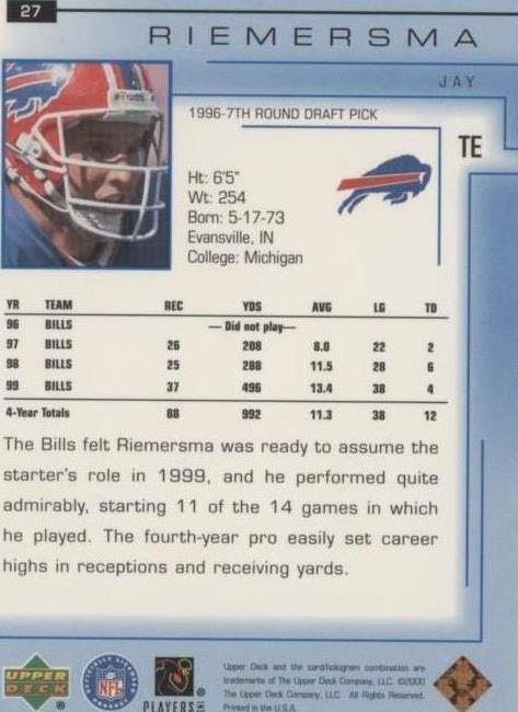 2000 Upper Deck Jay Riemersma #27 for sale | eBay