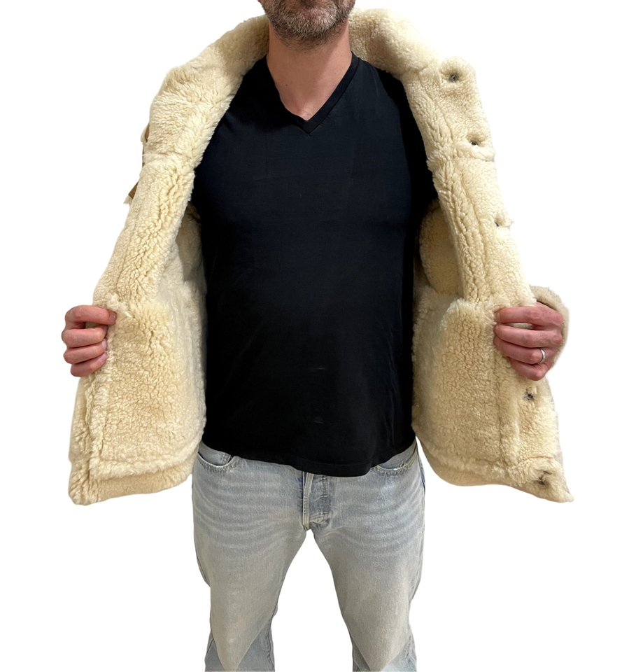 Levi's Men's Shearling Leather Trucker Jacket - Vintage Style (100% ...