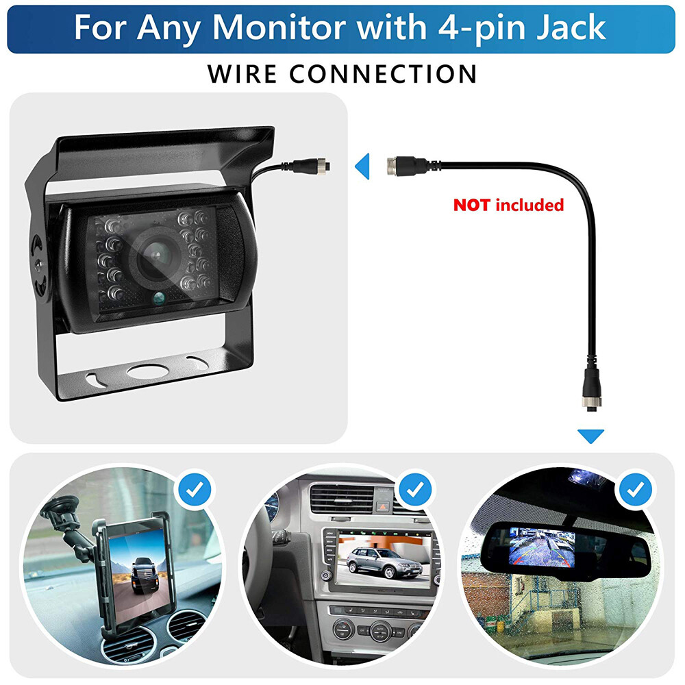 10mm 4Pin Plug Rear View Upgrade Backup Parking Camera For RV Truck ...